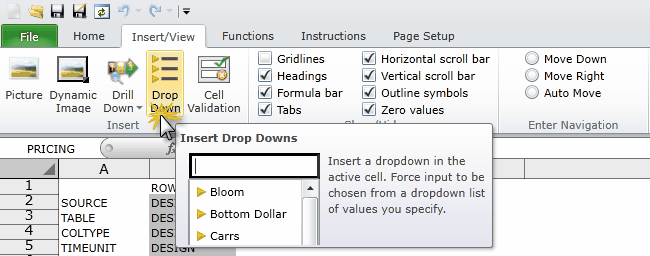 Drop Down Bizview
