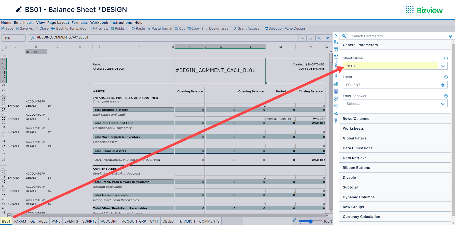 SHEETNAME – Bizview