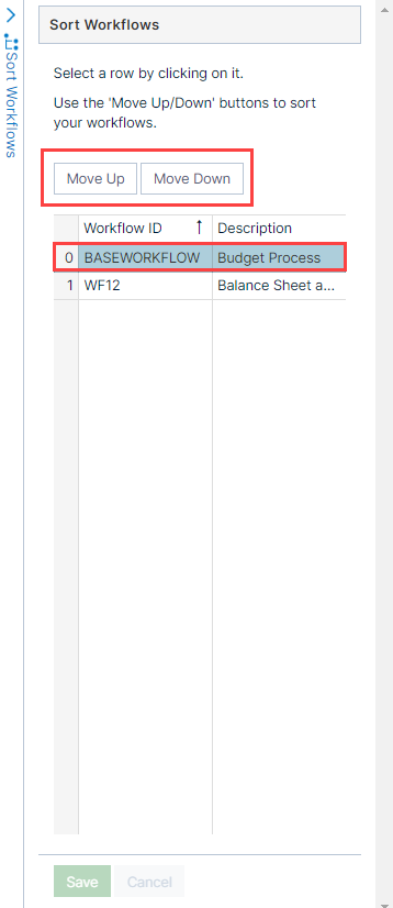 Sort Workflows – Bizview